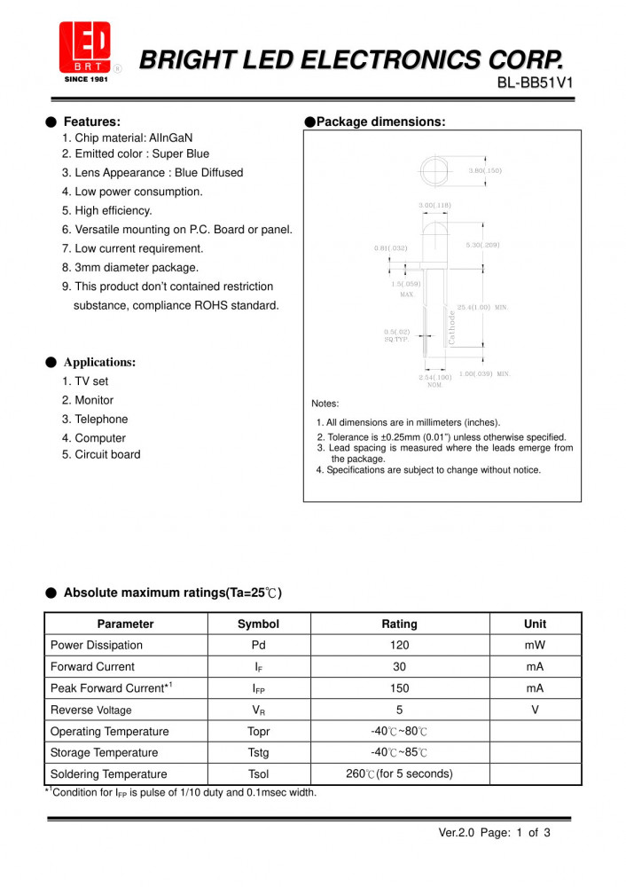 BL-BB51V1 technical document page 1