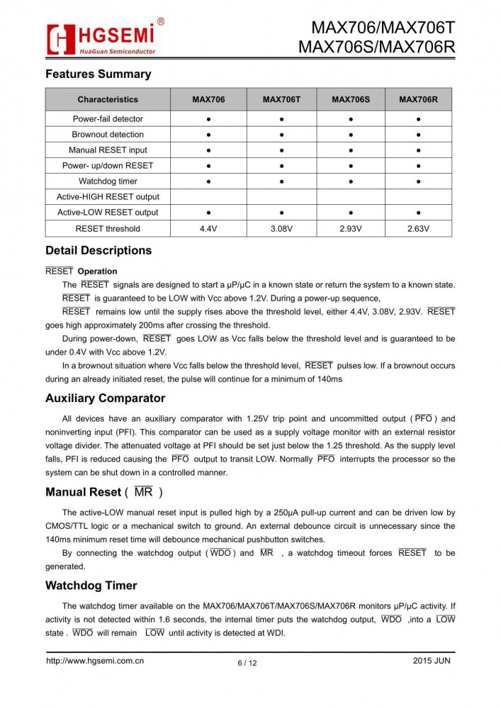 MAX706M/TR datasheet page 6