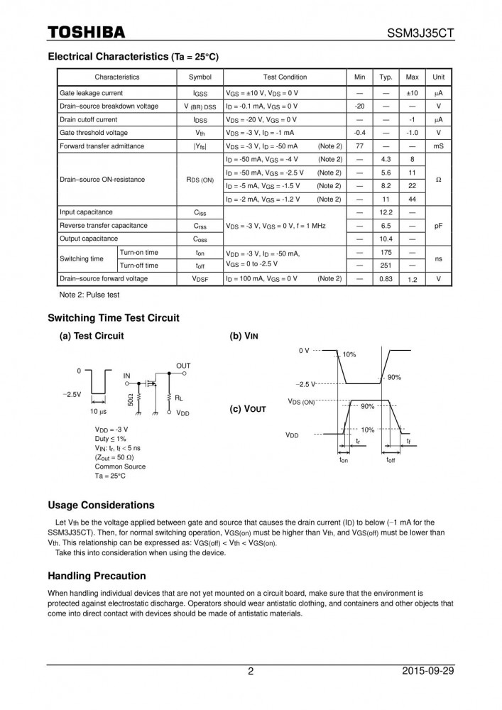 SSM3J35CT datasheet page 2