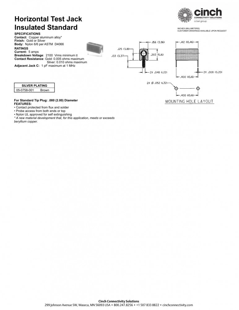 Bel Fuse 105-0758-001 technical document preview