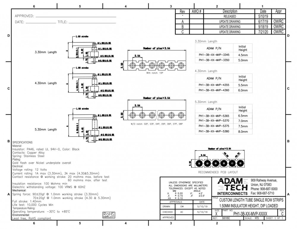 ADAM TECH PH1-3B-XX-MVP-XXXX product drawing preview