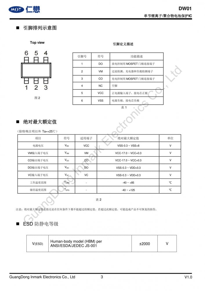 DW01 datasheet page 3