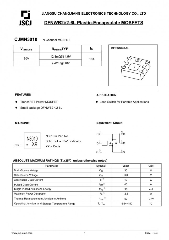 CJMN3010 datasheet page 1