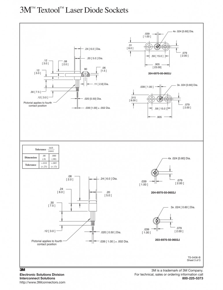 3M Textool laser diode socket technical document page 3