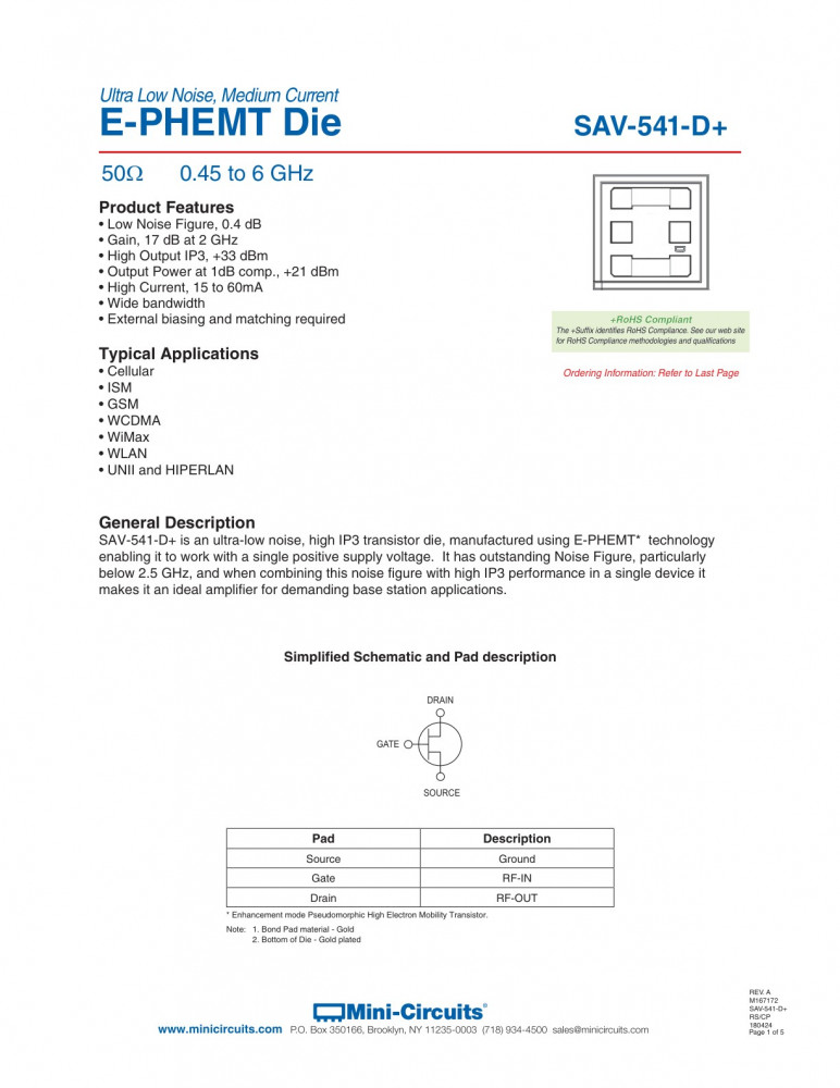 SAV-541-DG+ technical document page 1