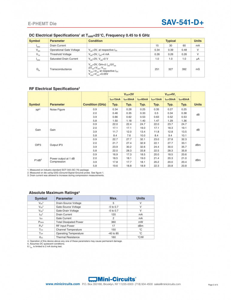 SAV-541-DG+ technical document page 2