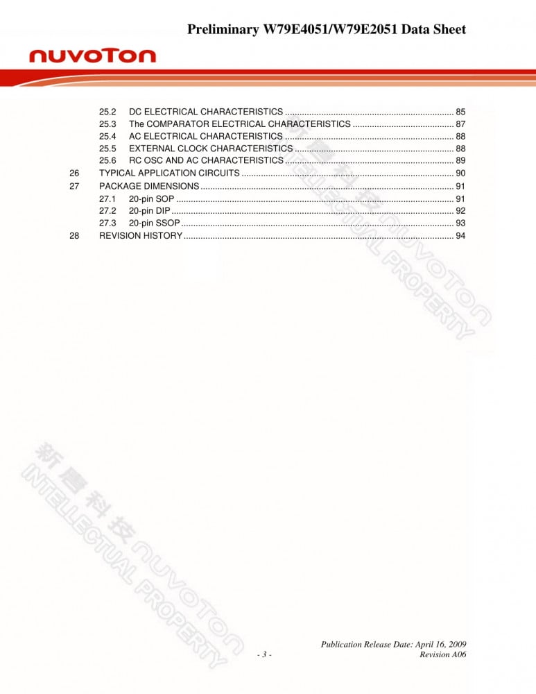 W79E2051RARG datasheet page 3