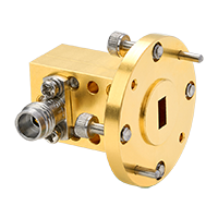 1.85 mm-Female to WR15 UG385/U Flange Waveguide Coax Adapter Right Angle 50 - 70 GHz