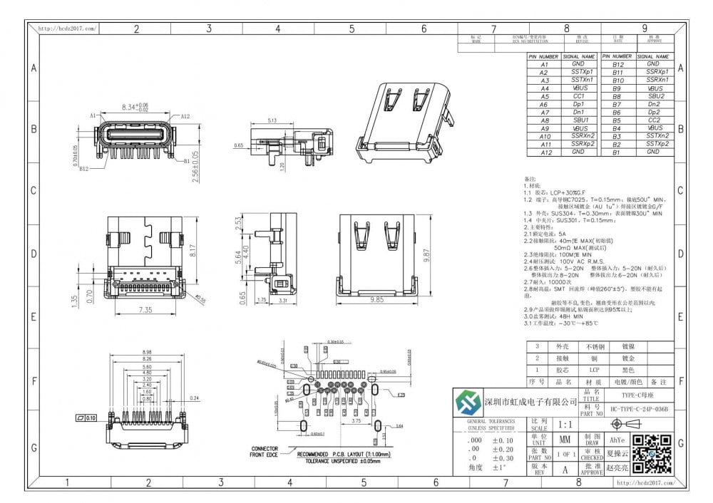 HC-TYPE-C-24P-036B technical drawing