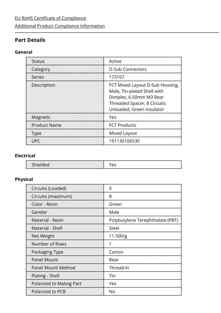 MOLEX 1731071177 product drawing preview, page 2