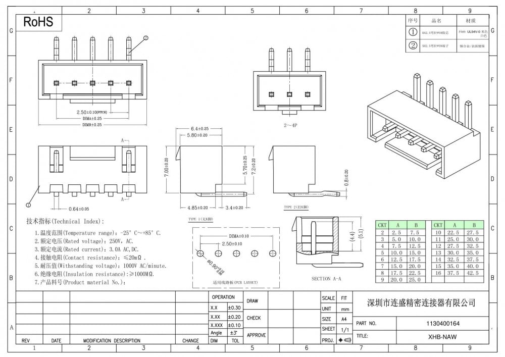 Liansheng 1130400164 product document