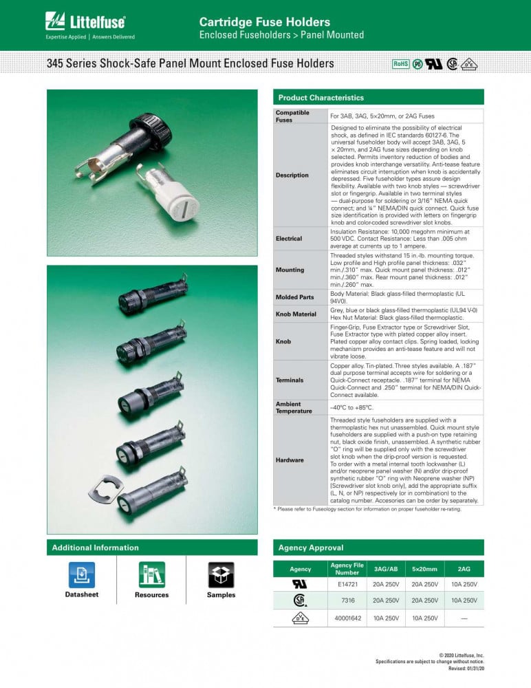 Littelfuse 345 Series technical document page 1