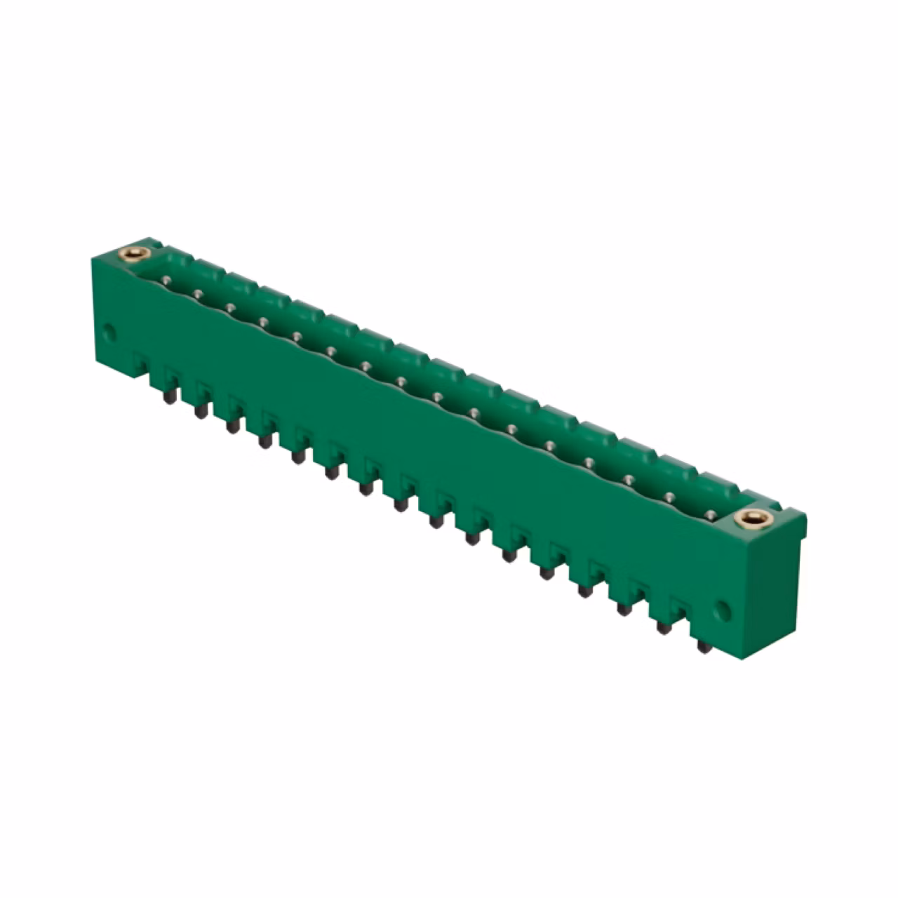 5.00mm Pitch Eurostyle Vertical PCB Header, with Threaded Retention Inserts, Green Housing, 16 Circuits for sale