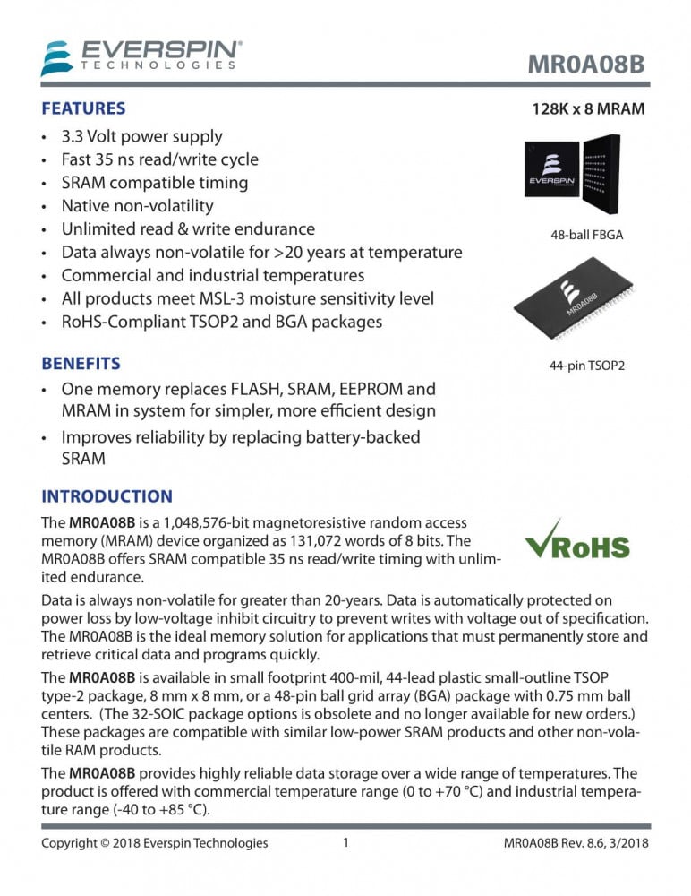 MR0A08BCSO35R datasheet page 1