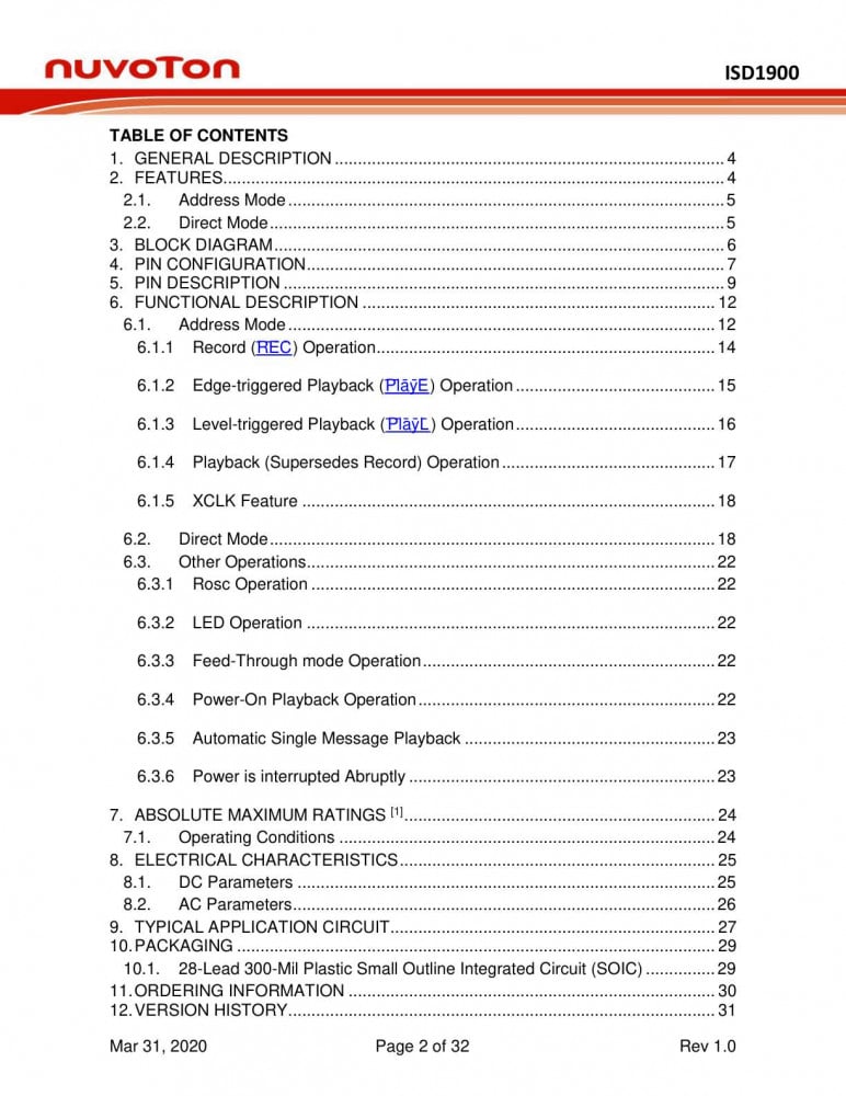 ISD1964SYI datasheet page 2