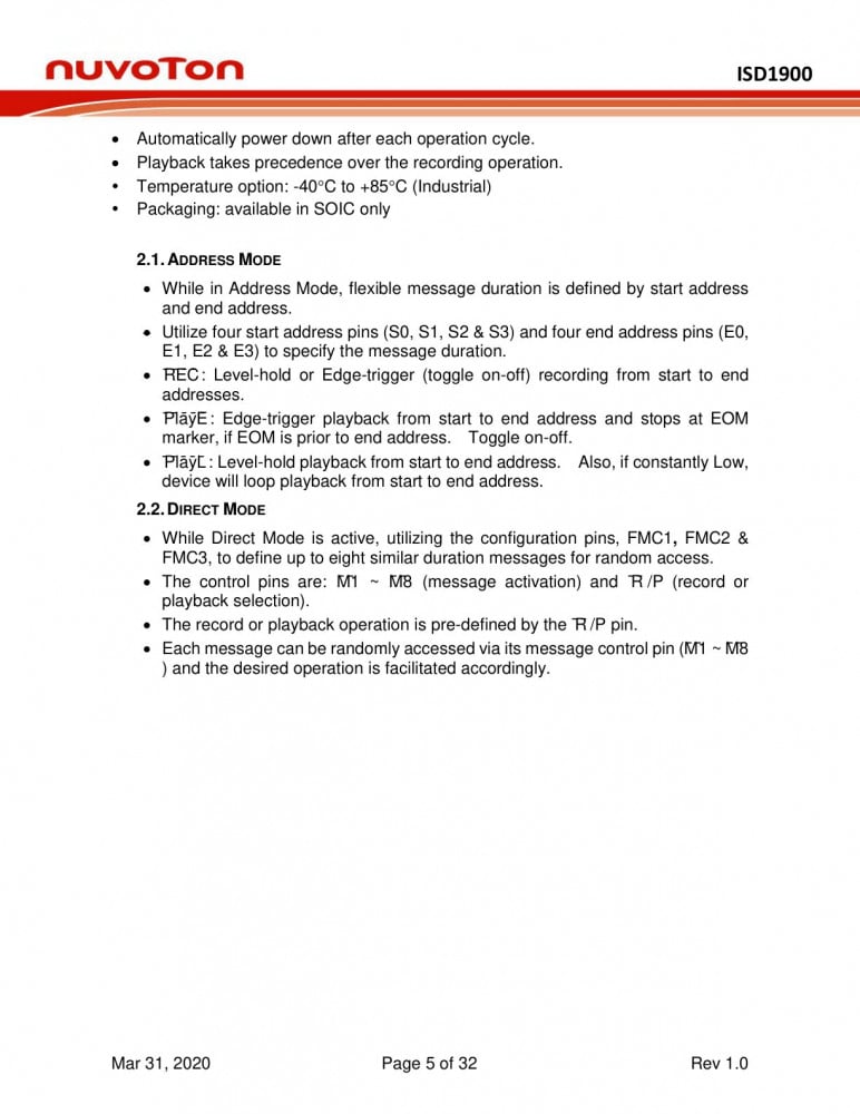 ISD1964SYI datasheet page 5