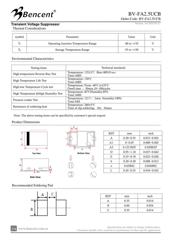 BV-FA2.5UCB datasheet page 3