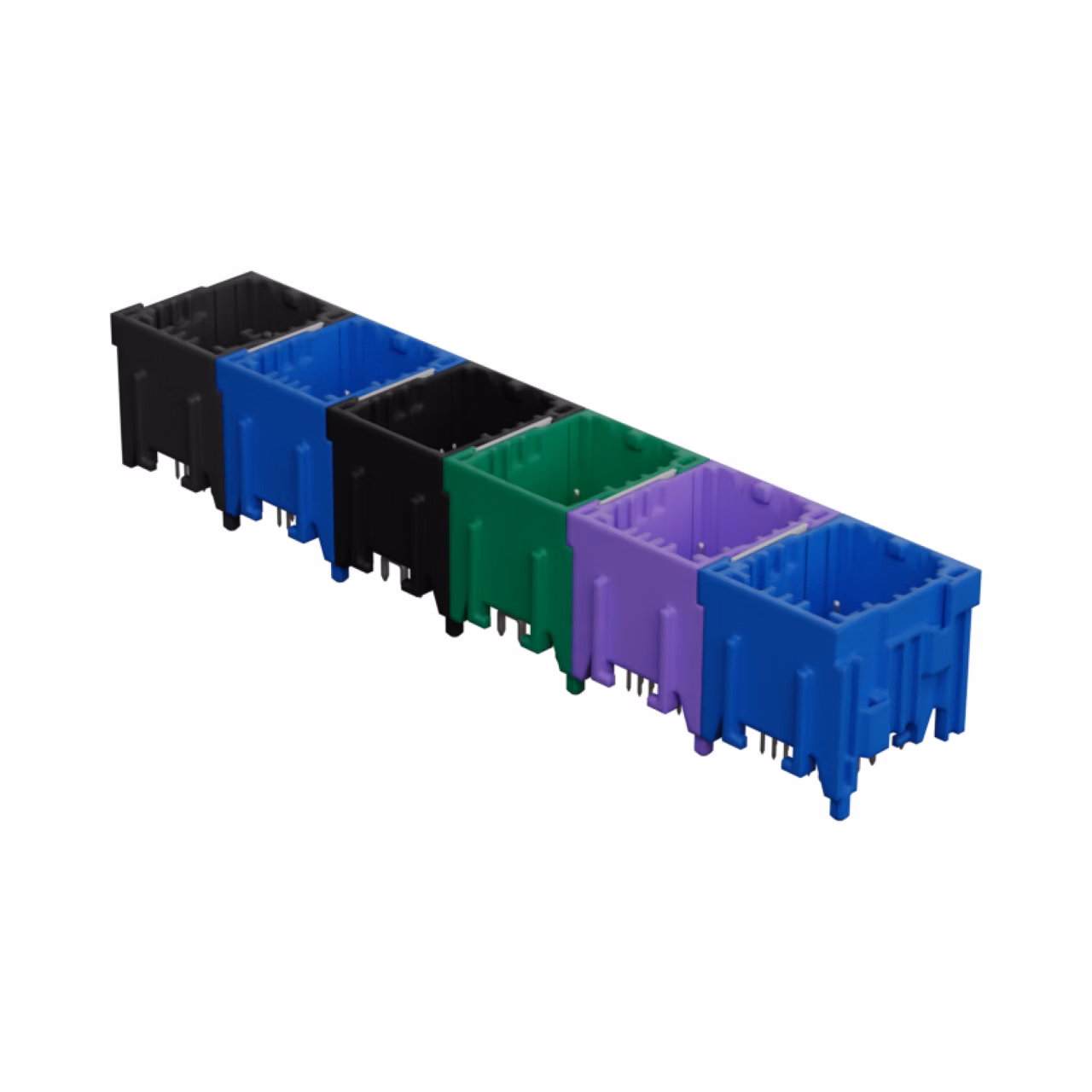 stAK50h 6 Bay Vertical Hybrid Header, 156 Circuits, Bay 1: 28 Circuits/Key 1/Dark Gray; Bay 2: 32 Circuits/Key 2/Blue; Bay 3: 25 Circuits/Key 3/Black; Bay 4: 12 Circuits/Key 2/Green; Bay 5: 32 Circuits/Key 4/Purple; Bay 6: 27 Circuits/Key 3/Blue; Tube for sale