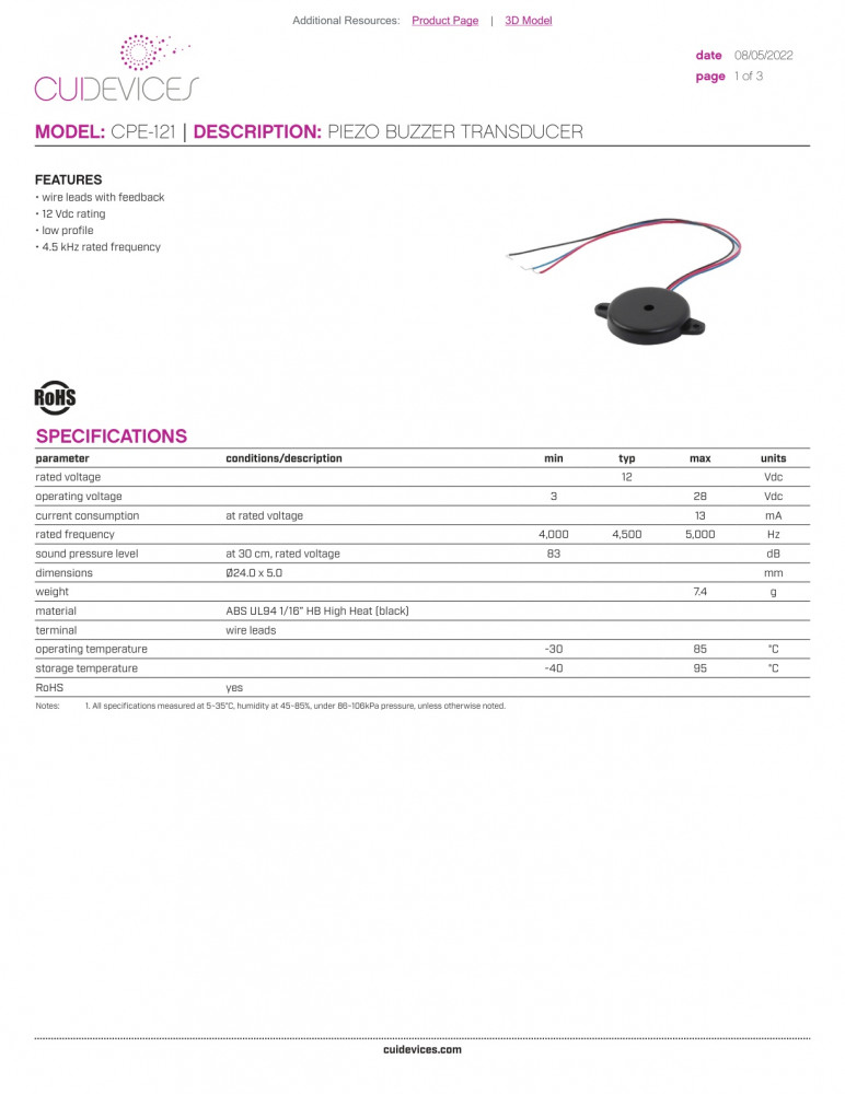 CPE-121 datasheet page 1