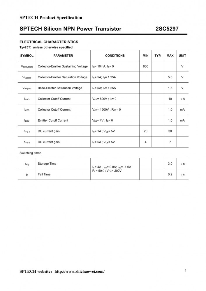 2SC5297 SPTECH datasheet page 2