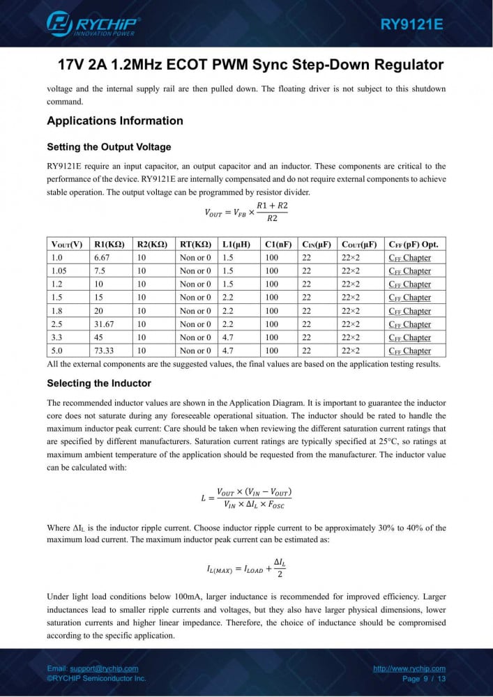 RY9121E datasheet page 9