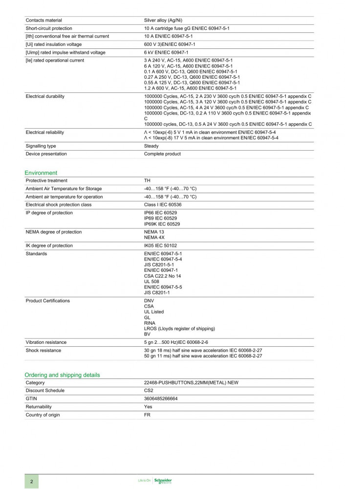 XB4BW13G5 technical document page 2