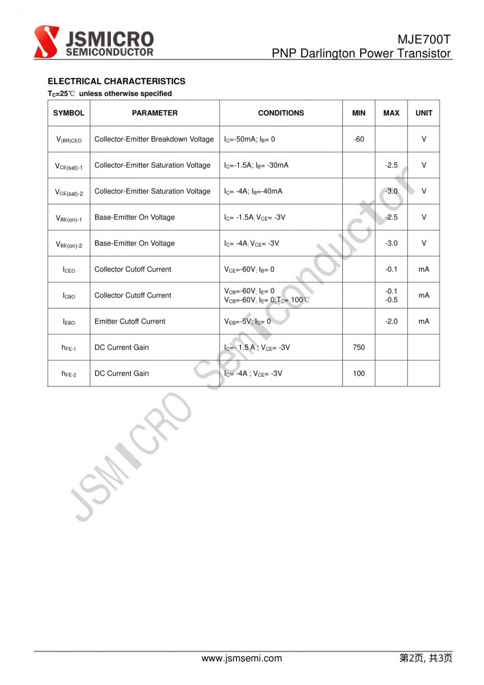 MJE700T-JSM datasheet page 2