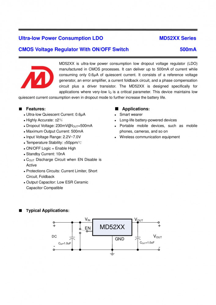 MD52XX datasheet page 1