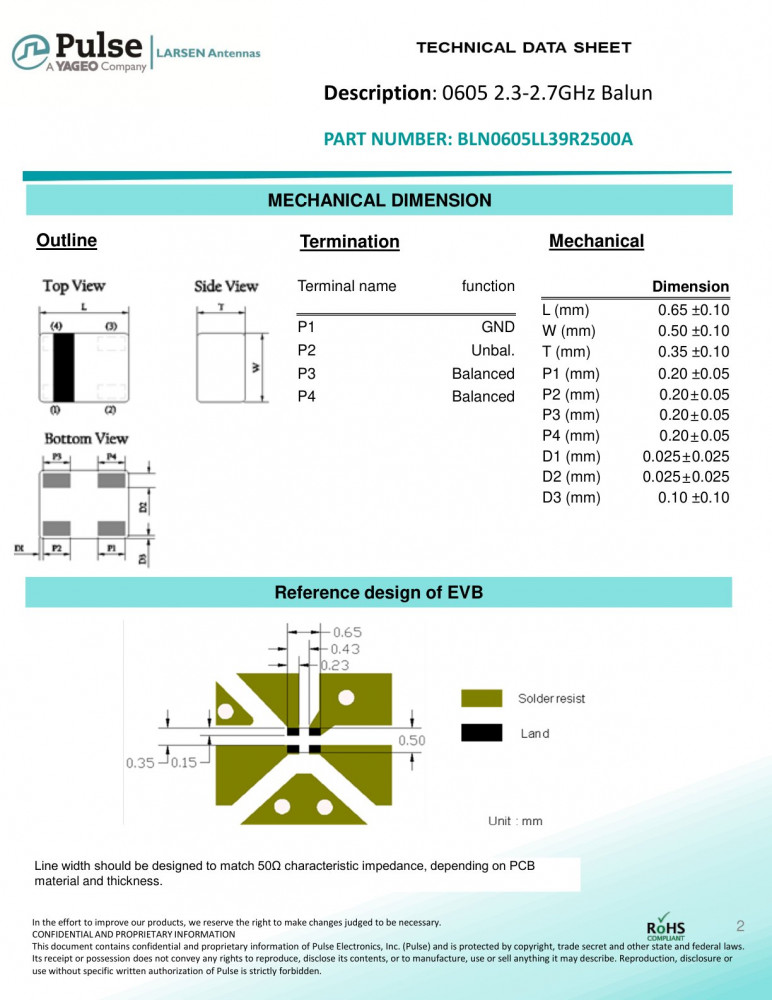 BLN0605LL39R2500A technical document page 2