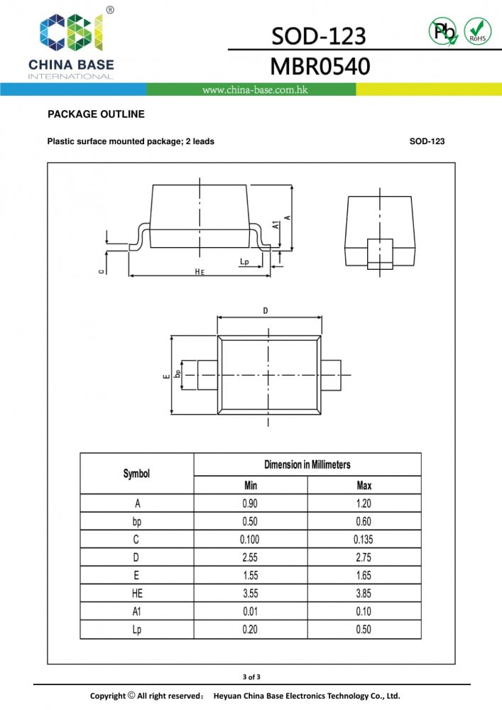 CBI MBR0540 datasheet page 3