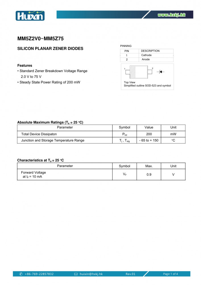 MM5Z10 datasheet page 1