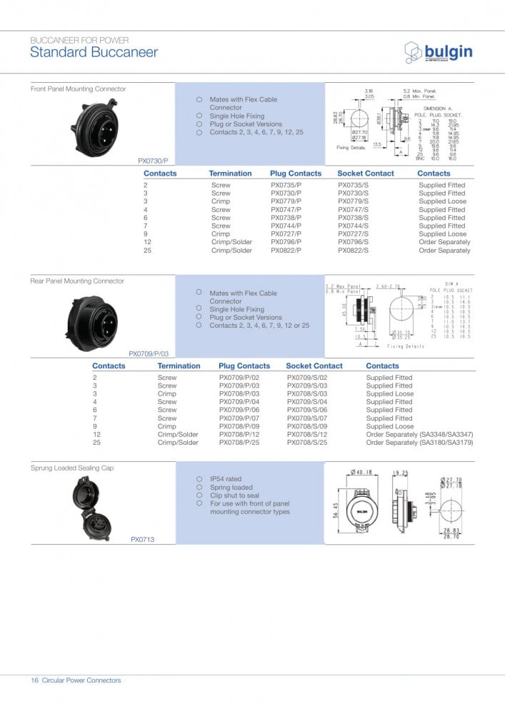 Bulgin PX07 technical document page 3