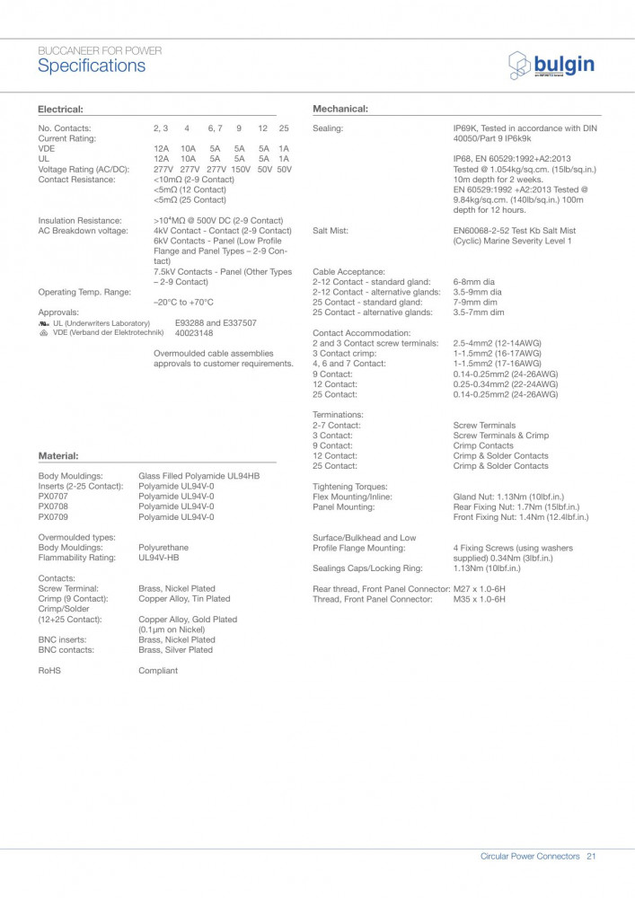 Bulgin PX07 technical document page 8