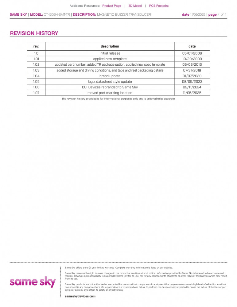 CT-1205H-SMT-TR technical document page 4