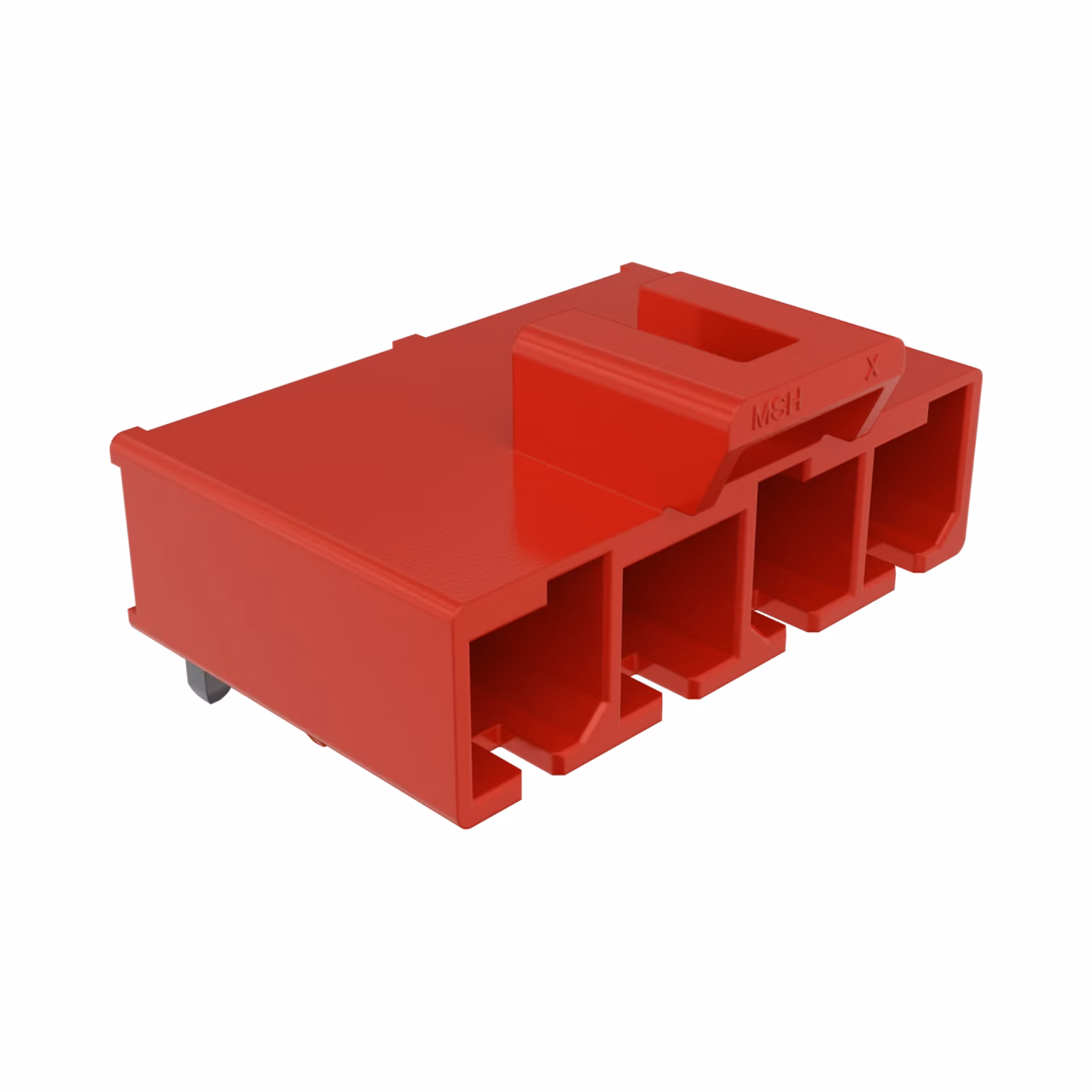 Mega-Fit ColorLock Right-Angle Header, 5.70mm Pitch, Single Row, 4 Circuits, Matte Tin (Sn) Plating, Glow-Wire Capable, Tray, Red for sale