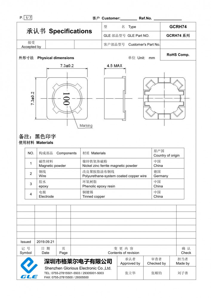 GCRH74 datasheet page 1