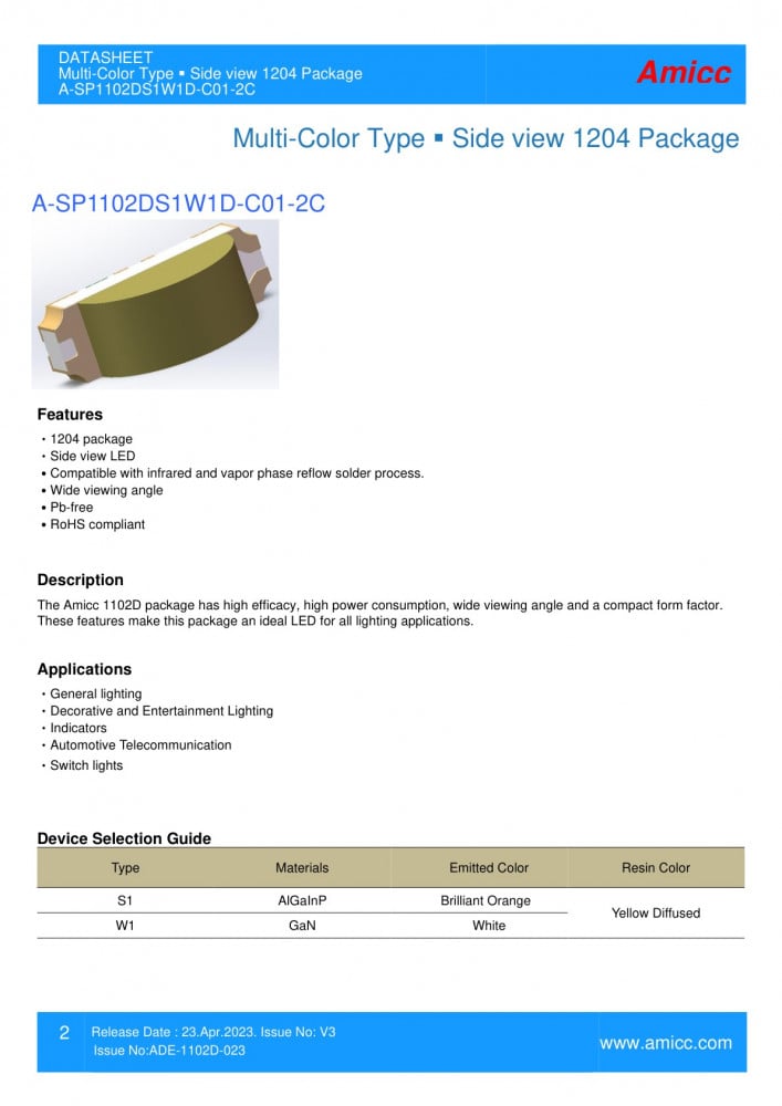 Amicc datasheet page 2