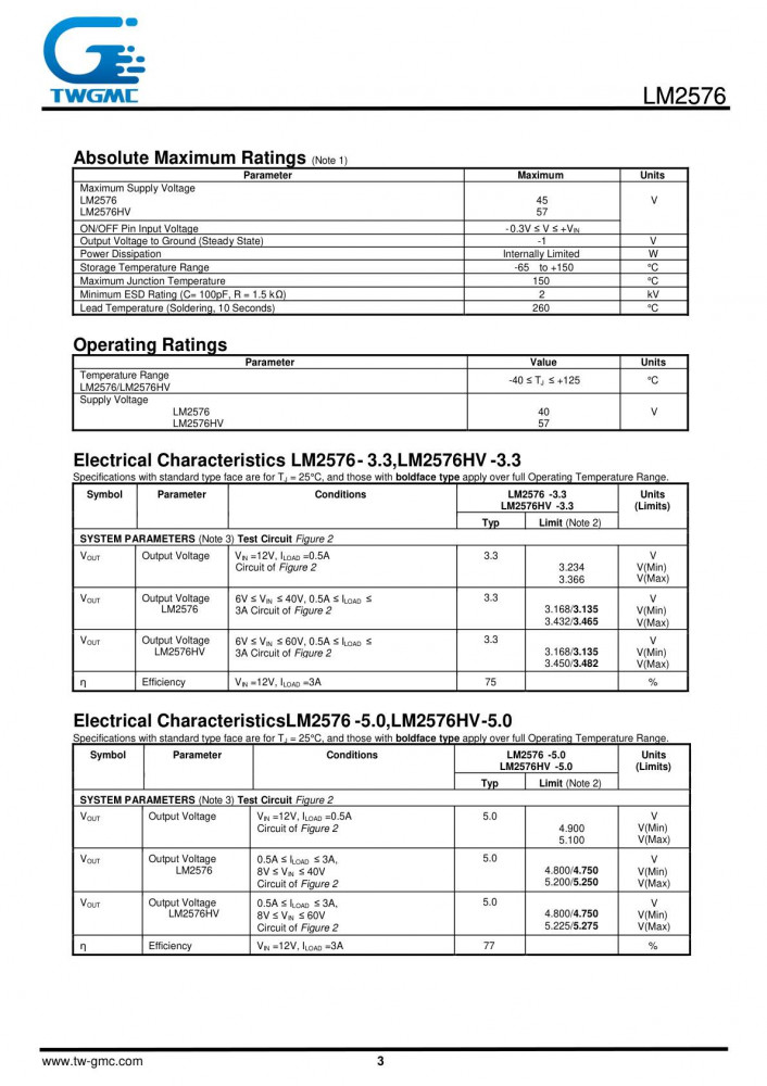 LM2576S-3.3 datasheet page 3