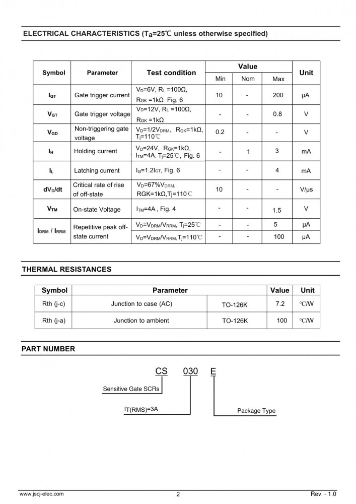 CS030E datasheet page 2