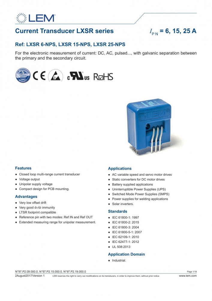 LXSR datasheet page 1
