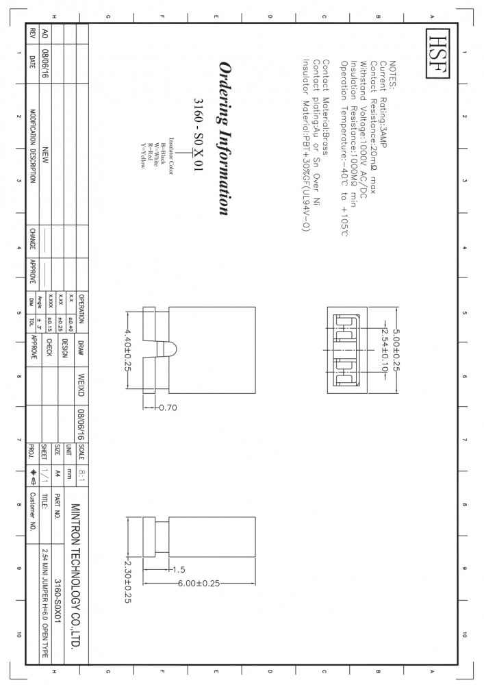 MINTRON 3160-S0B01 technical drawing