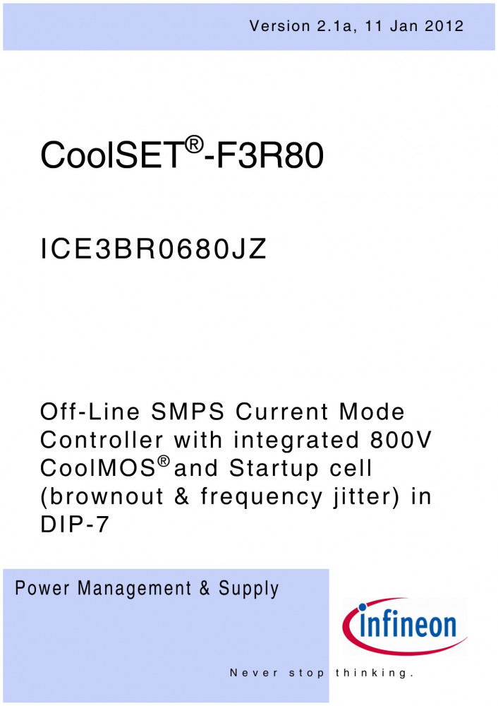 ICE3BR0680JZ datasheet page 1