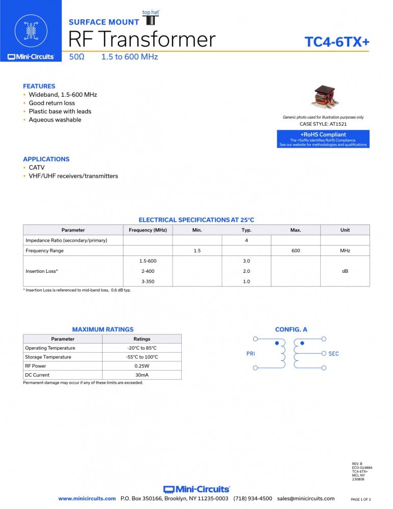 TC4-6TX+ datasheet page 1