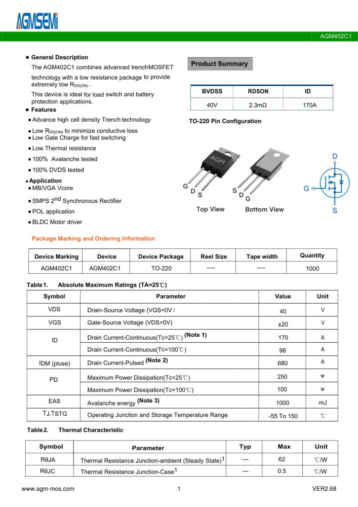 AGM402C1 datasheet page 1