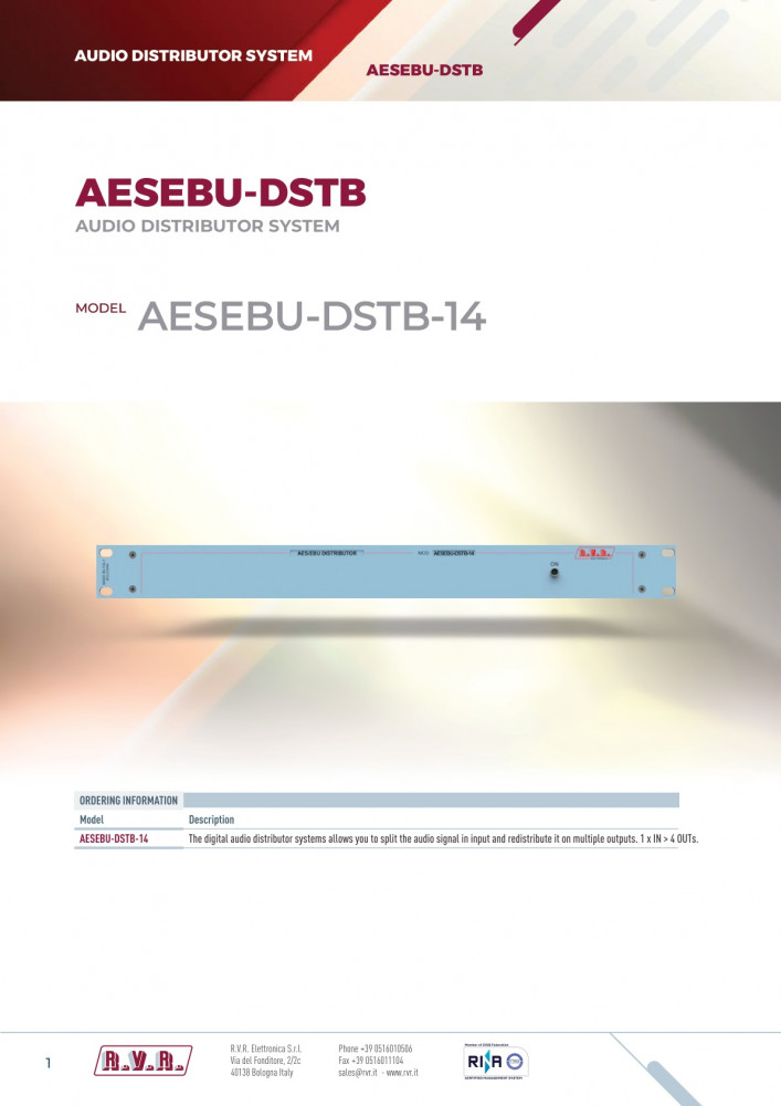 AESEBU-DSTB-14 product document, page 1