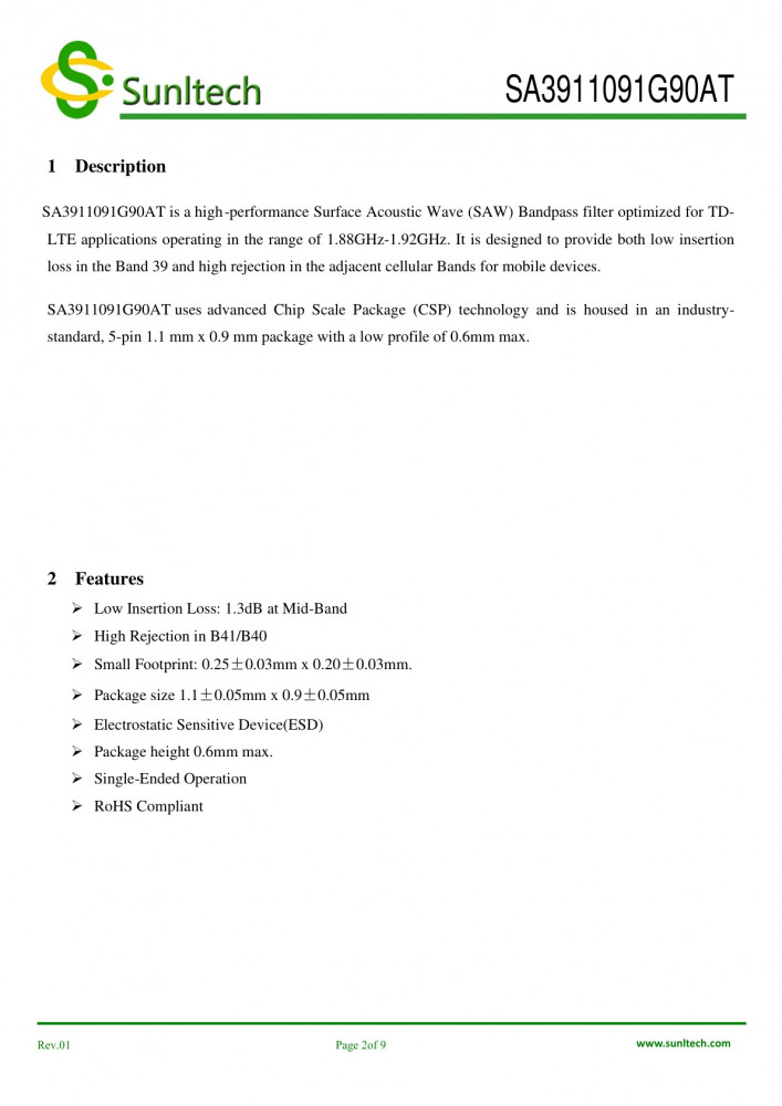 SA3911091G90AT datasheet page 2