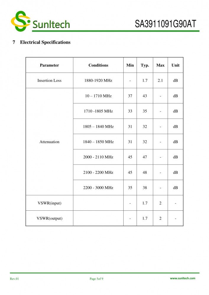 SA3911091G90AT datasheet page 5