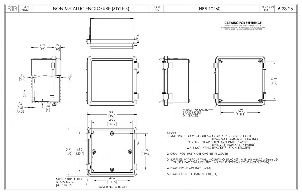 NBB-10260 enclosure product drawing preview