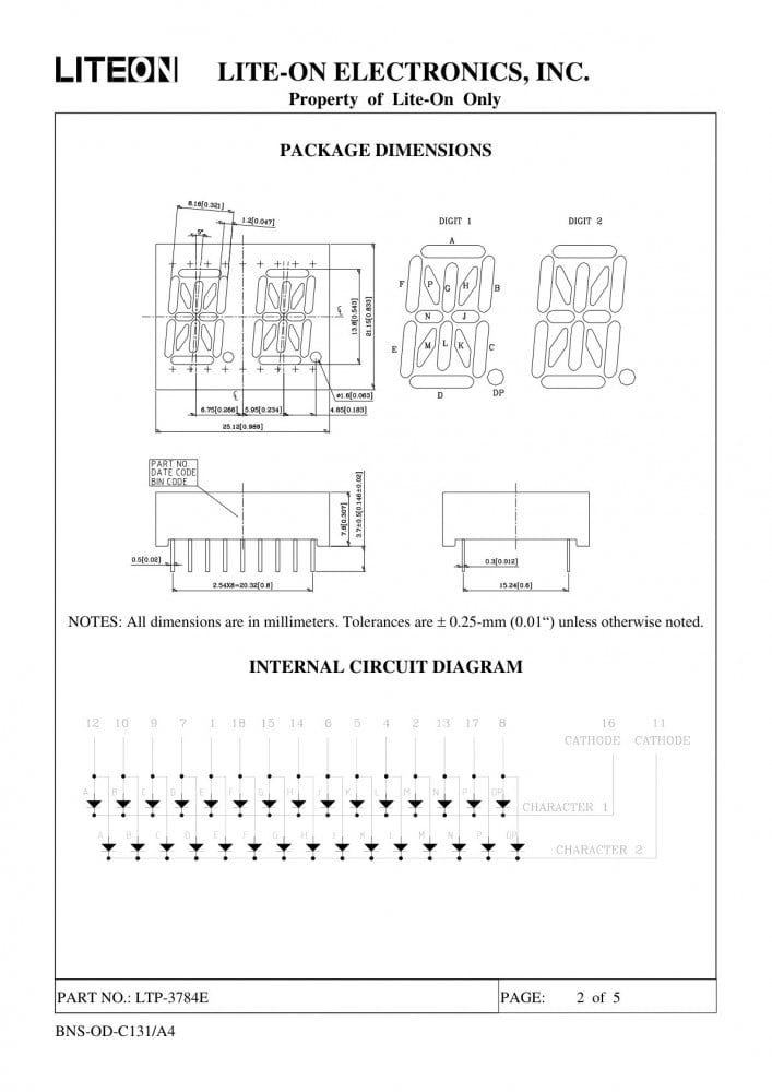 LTP-3784E datasheet page 3