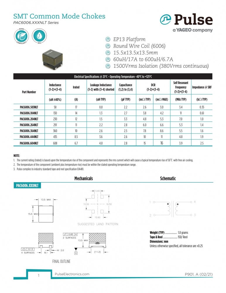 PAC6006.264NLT datasheet page 1